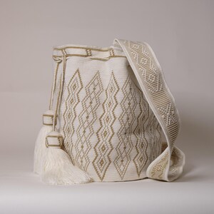 WAYUU Exclusive White&gold Single Thread Large Bag One of a Kind - Etsy