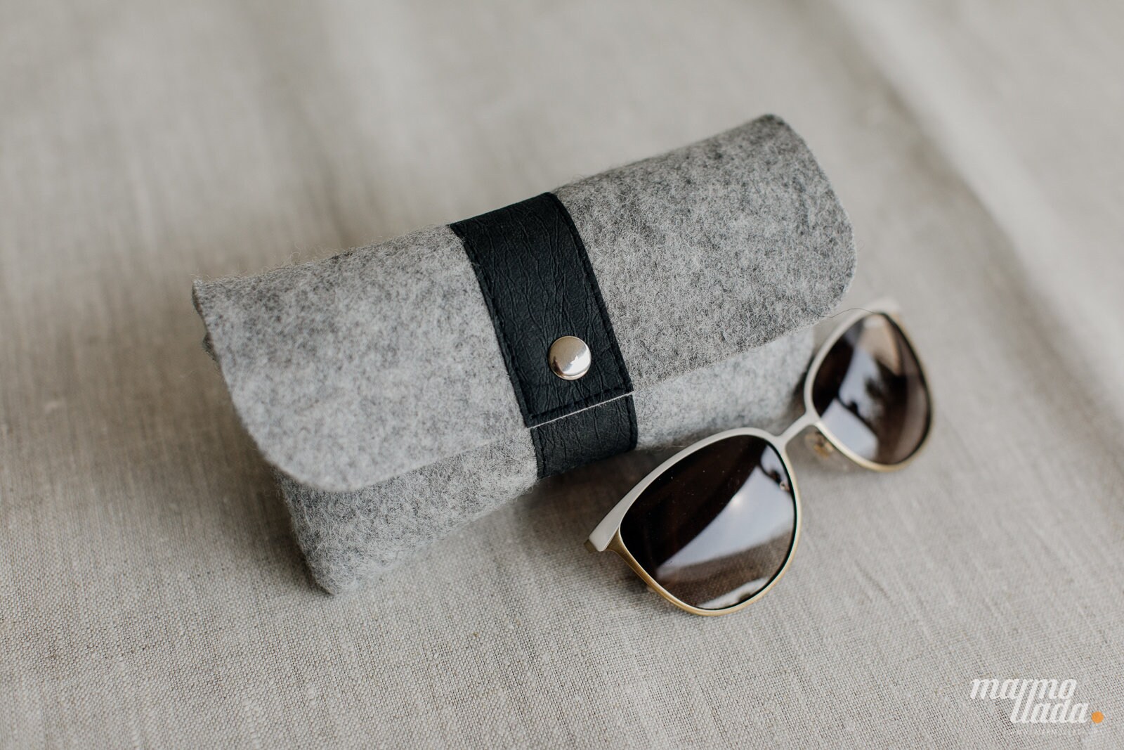 Wool Felt Glasses Case: Minimalist Eyewear Holder With Black Strap - Etsy