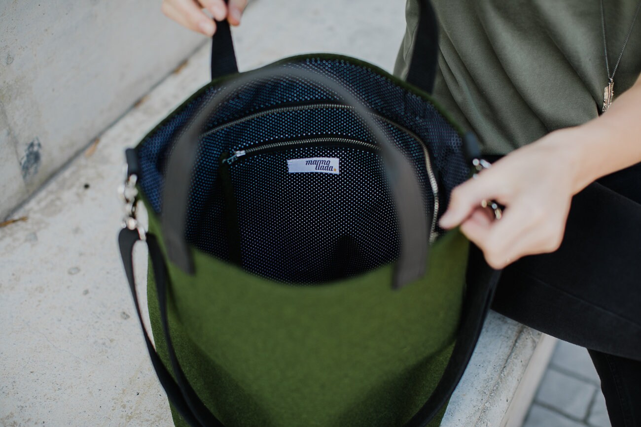 Felt Tote Bag Wool Bag Green Tote Bag Handbag Tote | Etsy