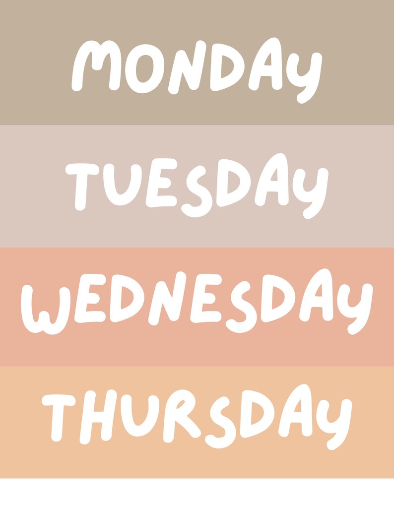 EDITABLE Neutral Month, Day, Number Cards for Routine, Chore, Preschool ...