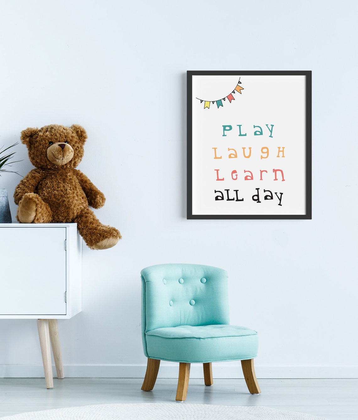 Kids Room Prints Play Laugh Learn All Day Poster Typography - Etsy