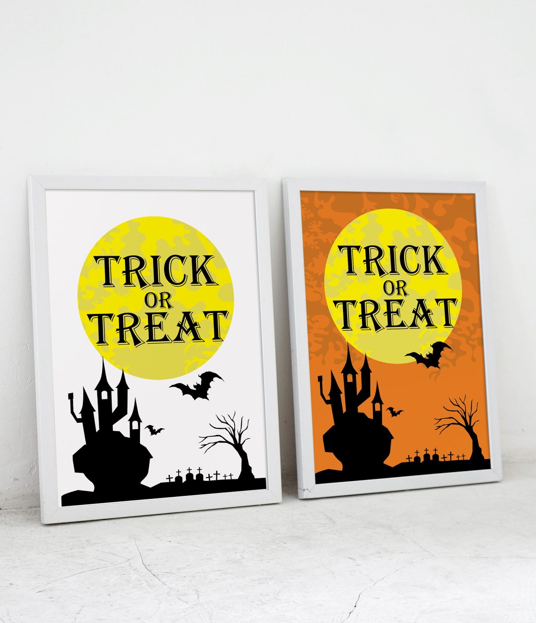 Trick or Treat Printable Sign Two Color Halloween Poster - Etsy