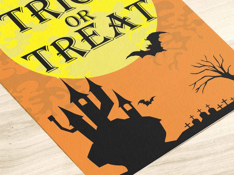 Trick or Treat Printable Sign Two Color Halloween Poster - Etsy