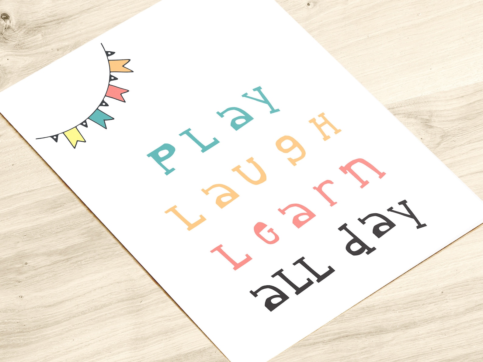 Kids Room Prints Play Laugh Learn All Day Poster Typography - Etsy