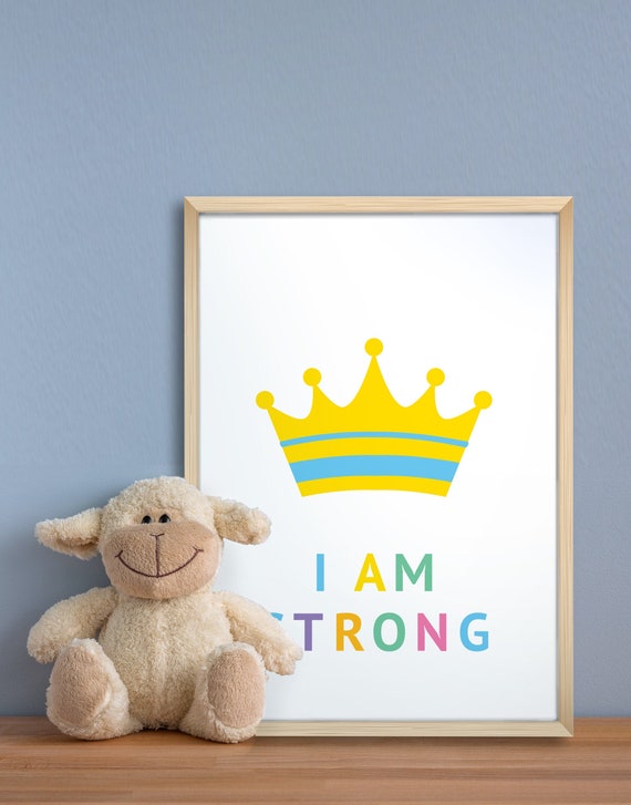 Affirmation Wall Art I am Strong Poster Kids Inspiration | Etsy