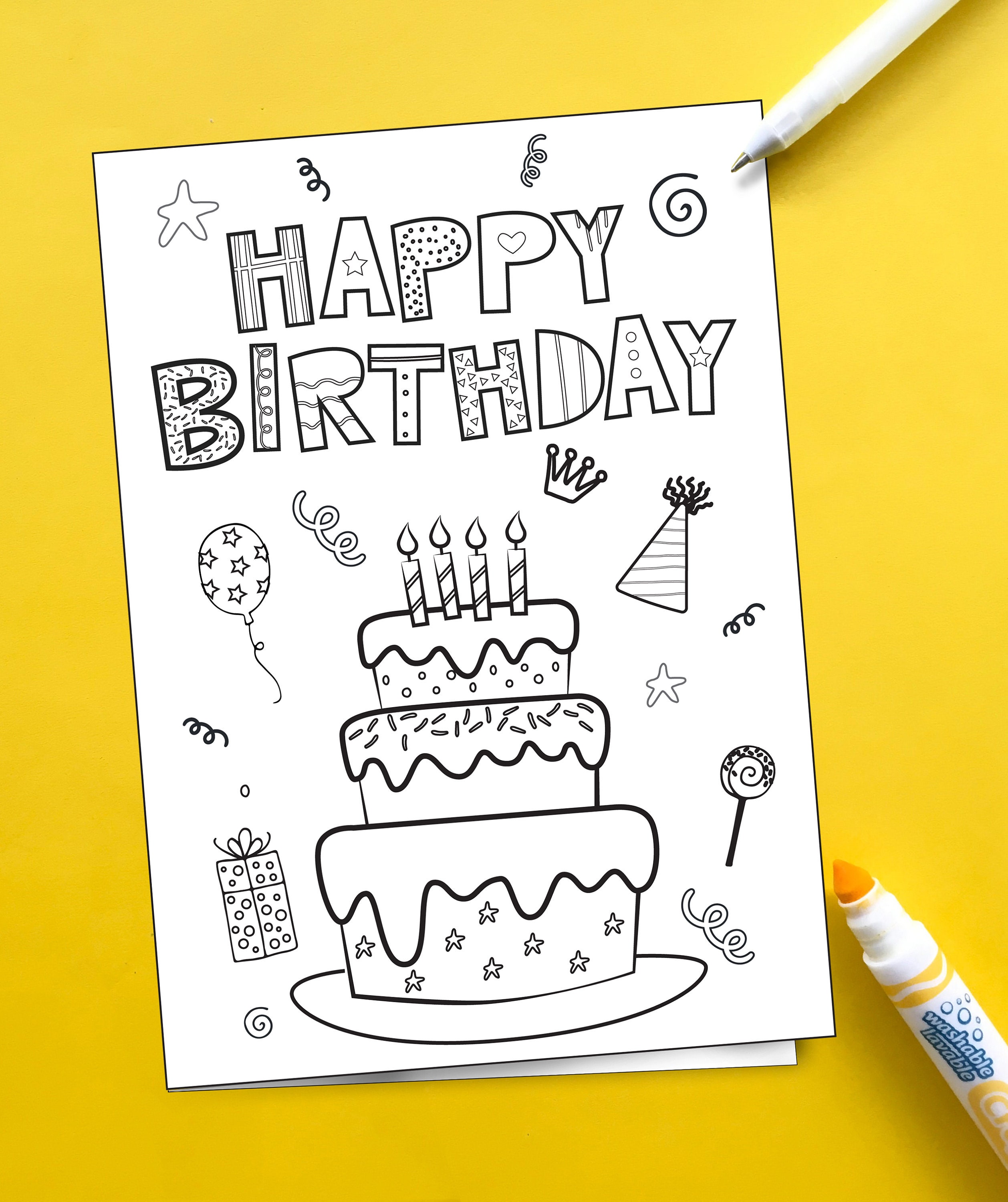 Happy Birthday Cards To Print And Color