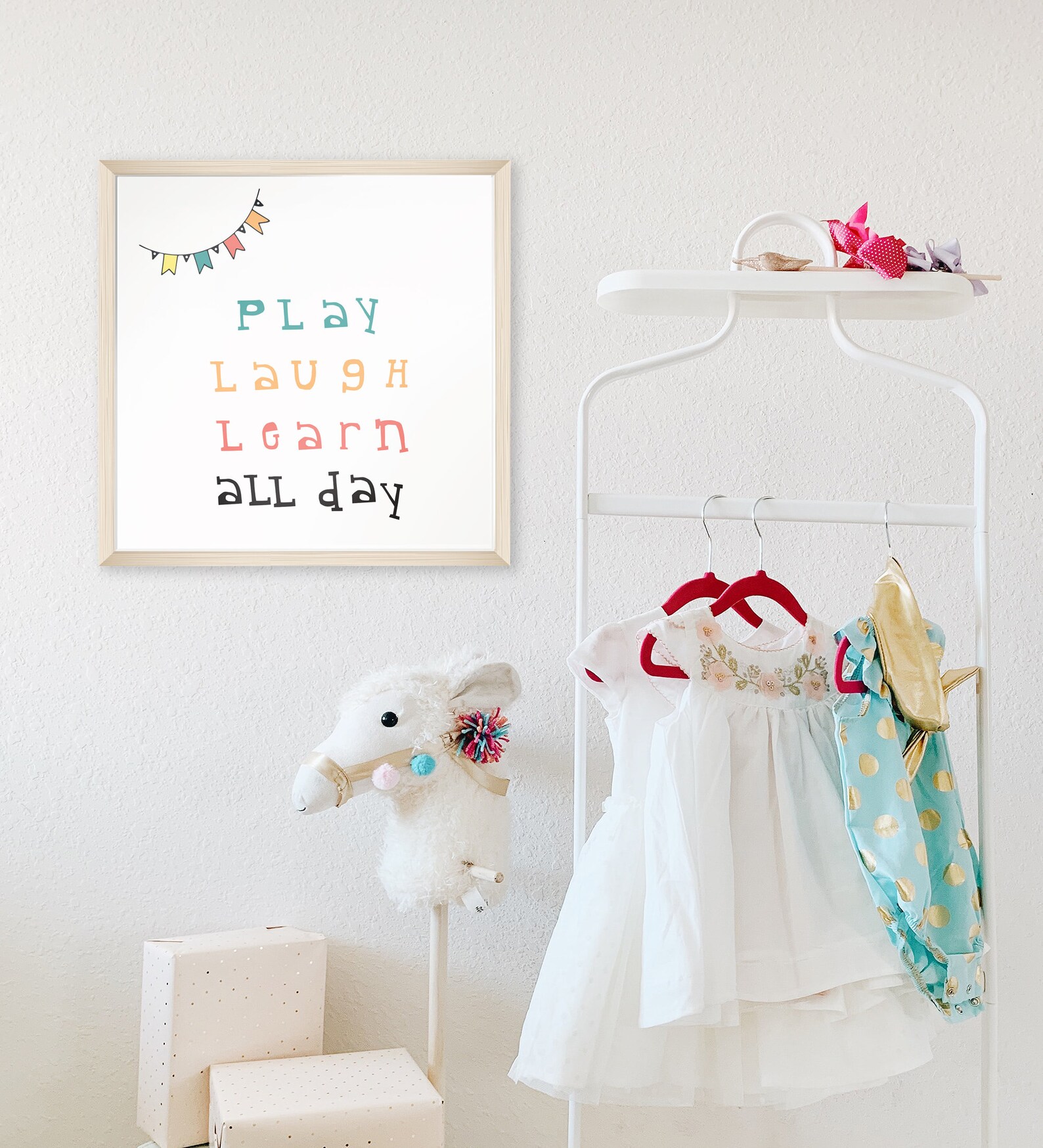 Kids Room Prints Play Laugh Learn All Day Poster Typography - Etsy