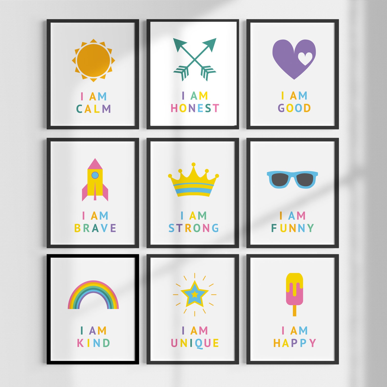 Affirmation Wall Art Set of 9 Children Posters Kids - Etsy