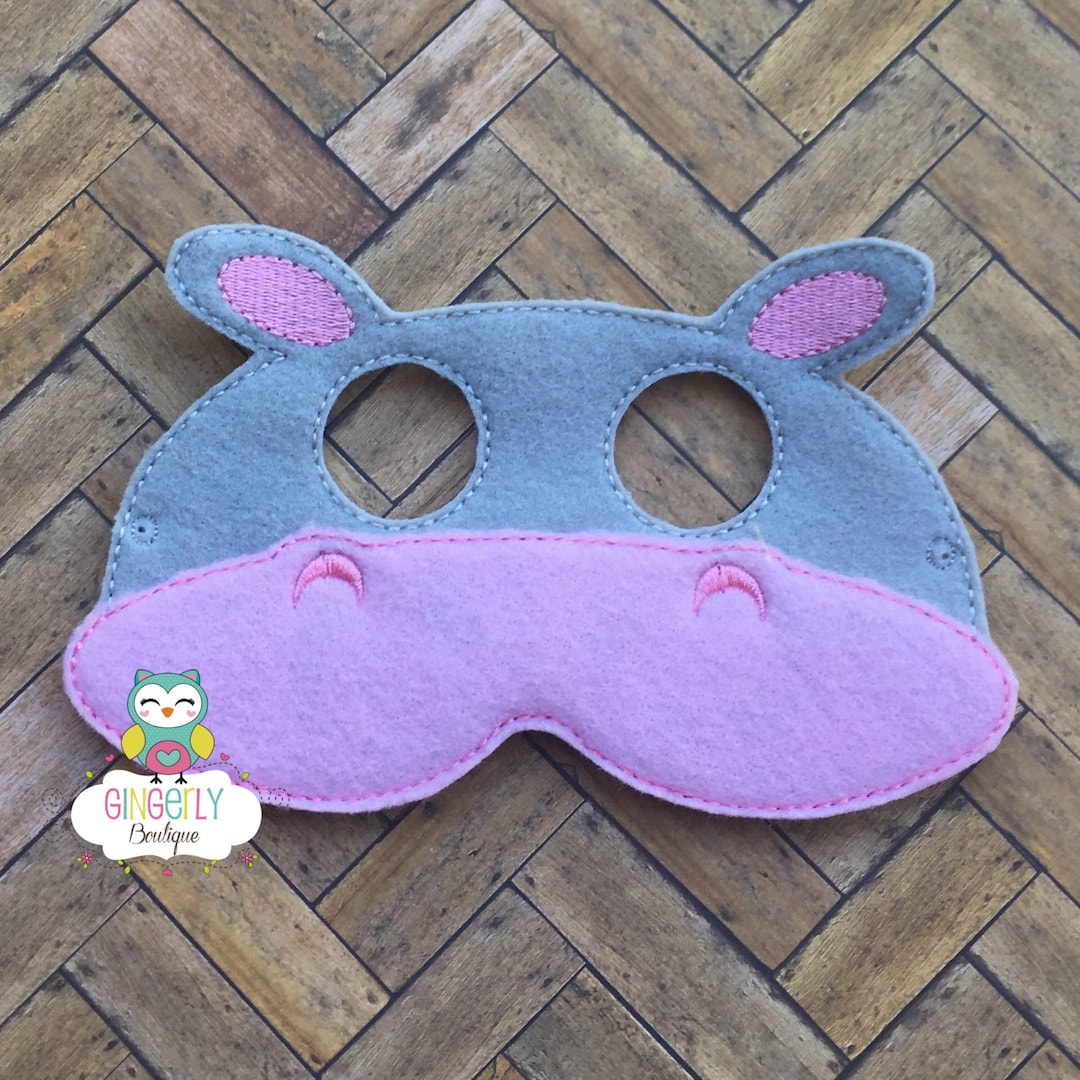 Hippo Mask, Kids Dress up Mask, Hippo Costume Mask, Wool Blend Mask ...