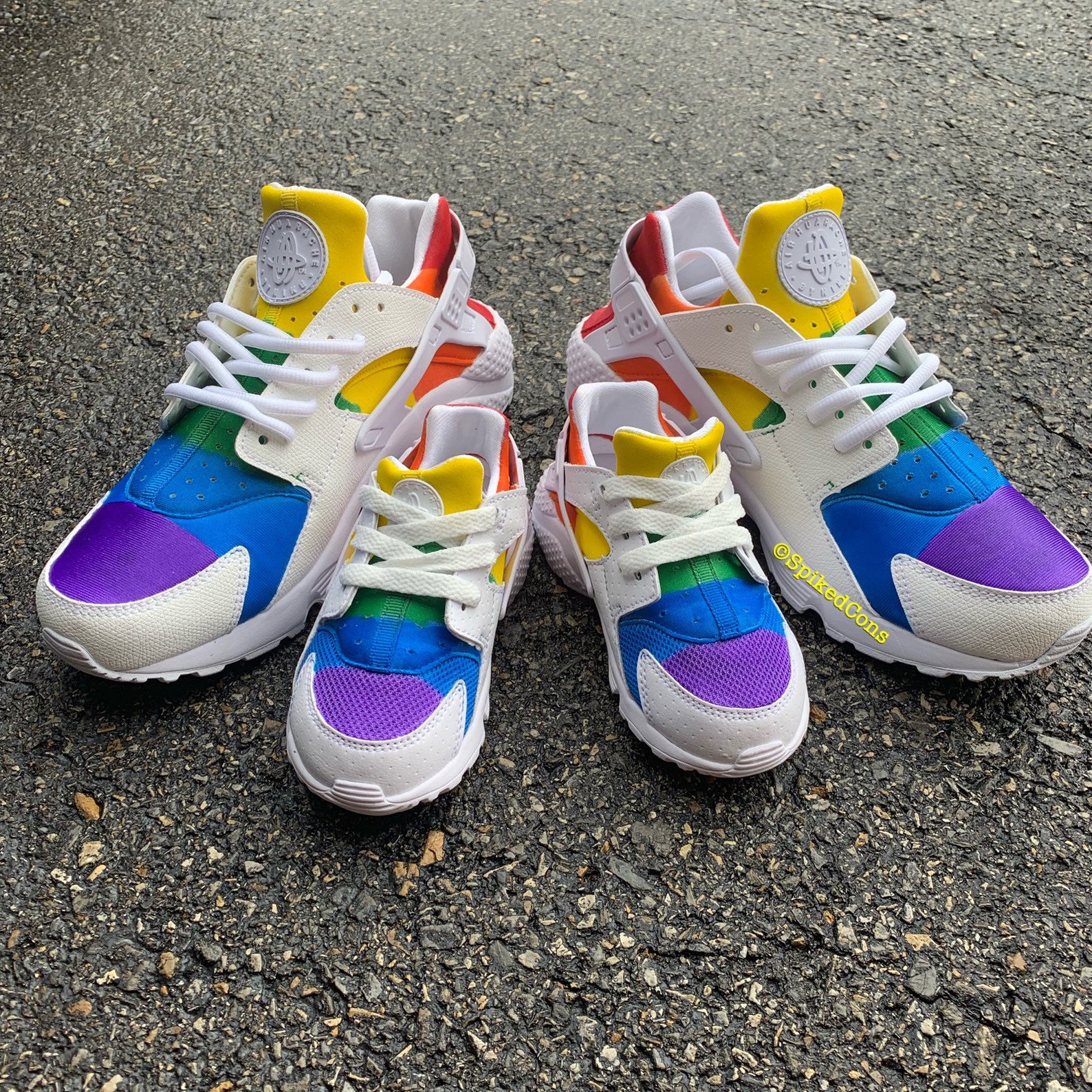 Custom Rainbow Huaraches red Orange Yellow Green Blue Purple - Etsy