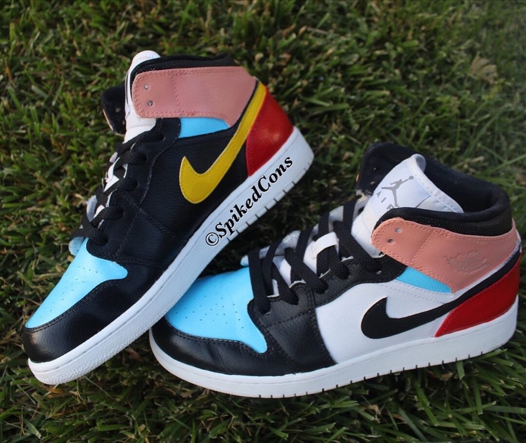 Custom Color Block J 1s-black White Red Peach & Yellowcheck Sizing ...
