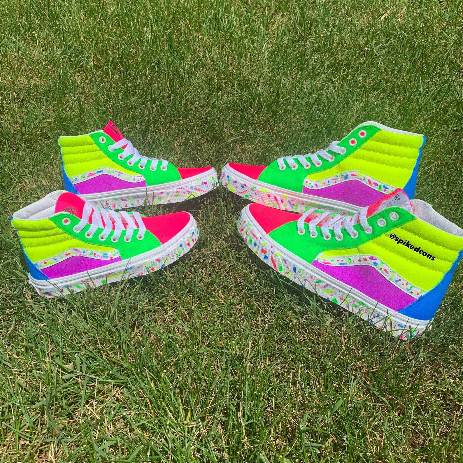 Custom Neon Sk8 Hi Vans With Splatter Kids/Adults Men | Etsy