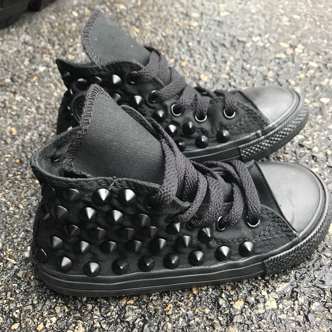 Custom Black Spiked Studded Chucks adults & Big Kids - Etsy