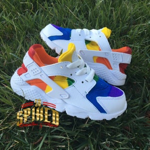 Custom Rainbow Huaraches red Orange Yellow Green Blue Purple - Etsy