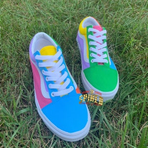Custom Vans "freestyle Color Block" -big Kids/adults Men Women Pink ...