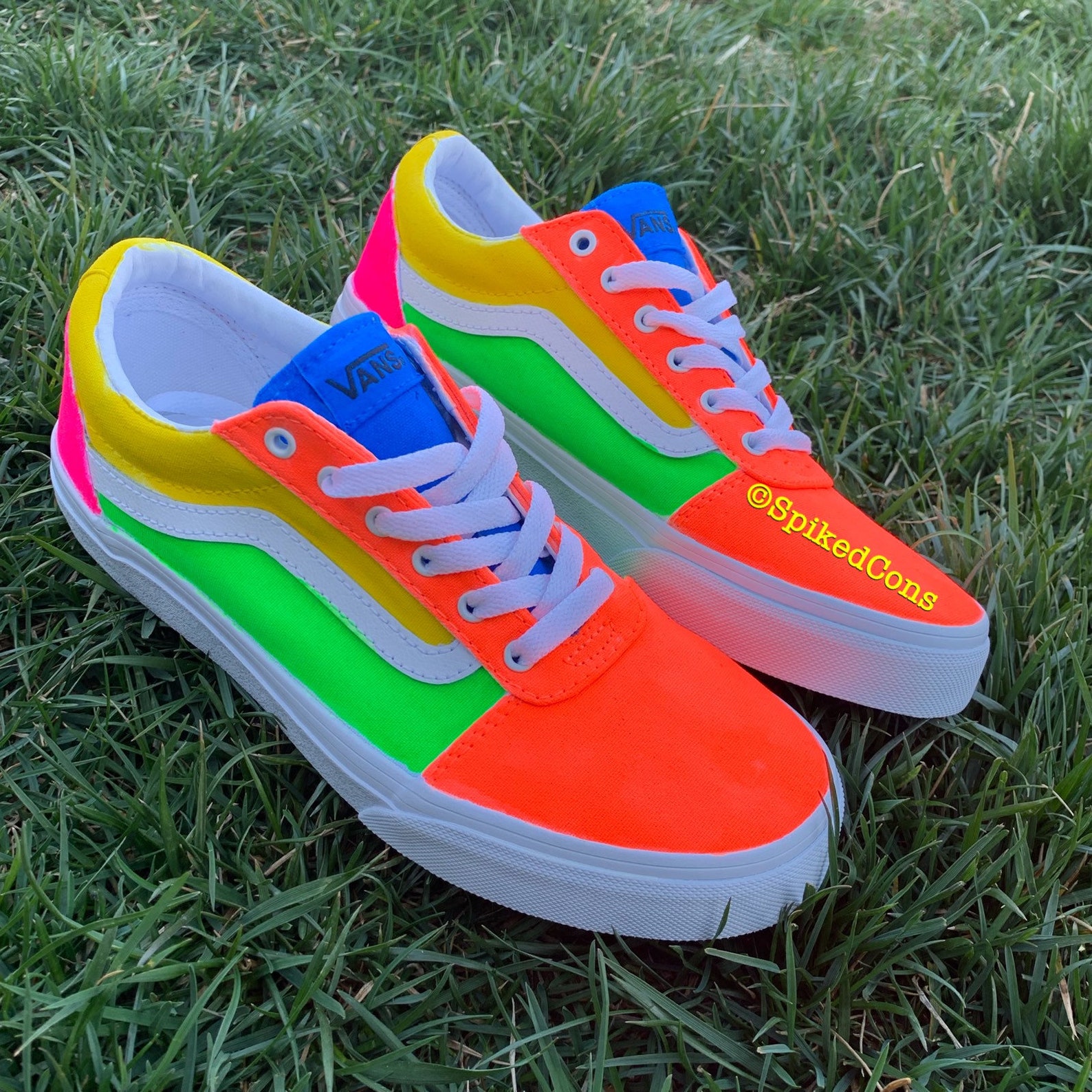 Custom Vans neon Lights big Kids/adults Men Women | Etsy