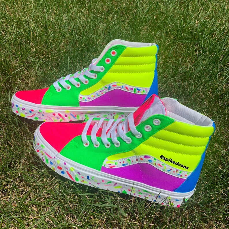 Custom Neon Sk8 Hi Vans With Splatter Kids/Adults Men | Etsy