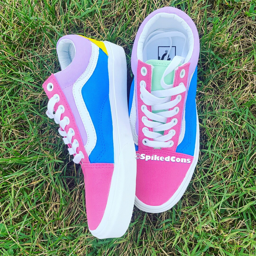 Cotton Candy Vans Custom Old Skool -big Kids/adults Men Women Pink ...