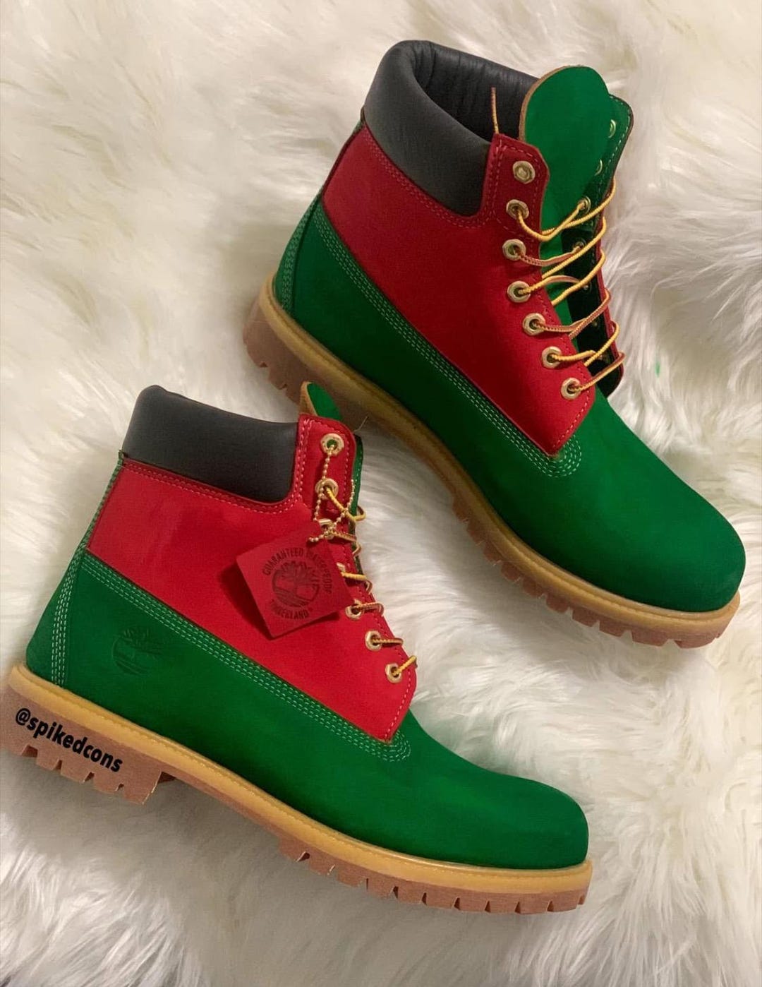 Custom Green Red Timbs **ADD SIZE in Notes When Ordering** - Etsy