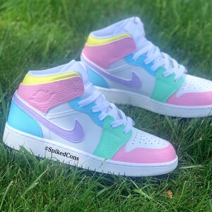 Custom Color Block “spring ” J1s- “pink Yellow Green Blue Pink —check ...