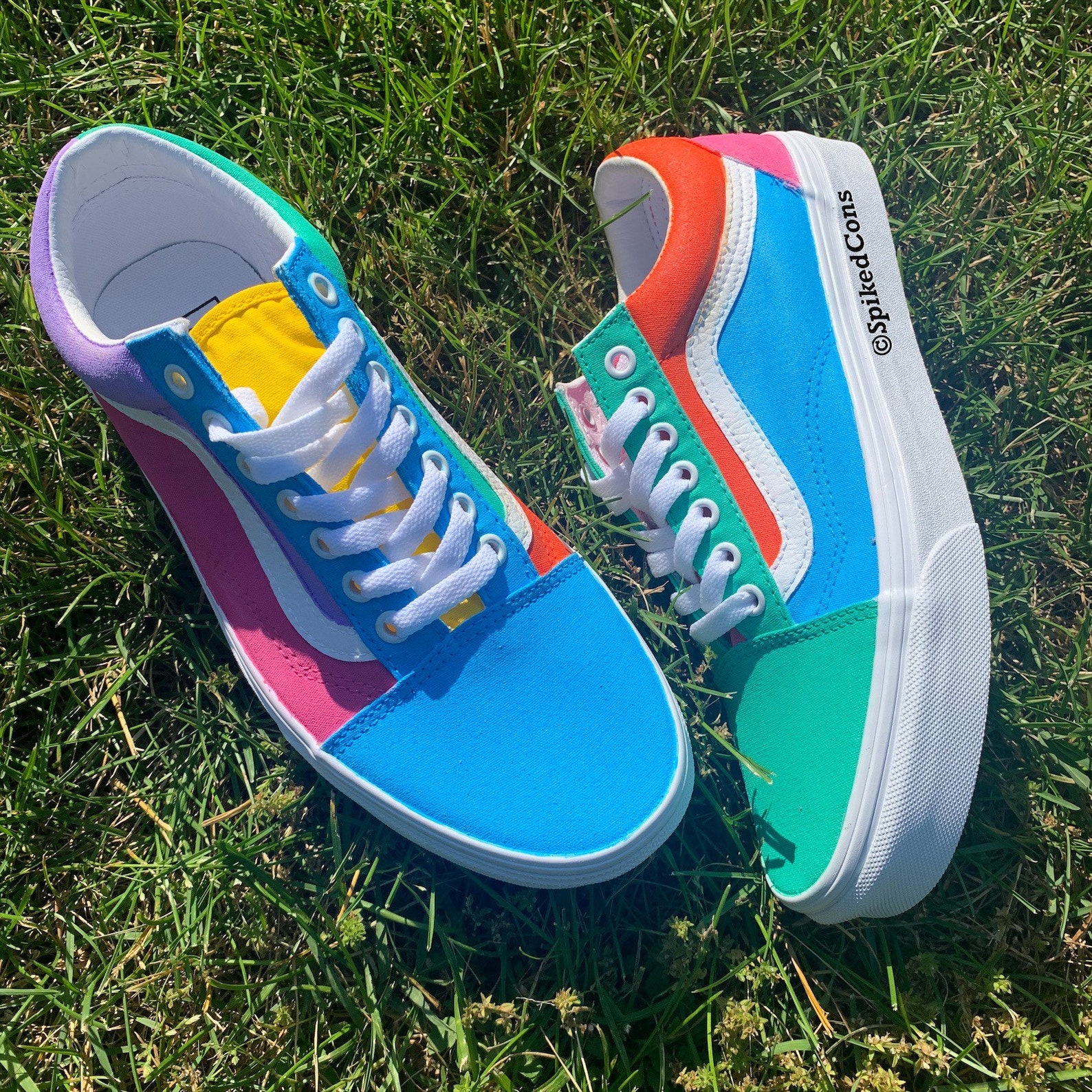 Custom Vans freestyle Color Block big Kids/adults - Etsy