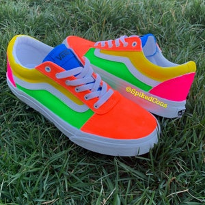 Custom Vans "neon Lights" -big Kids/adults Men Women Pink Orange Yellow ...