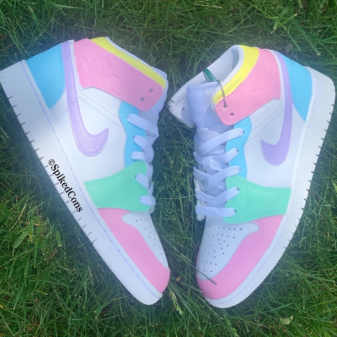 Custom Color Block “spring ” J1s- “pink Yellow Green Blue Pink —check ...