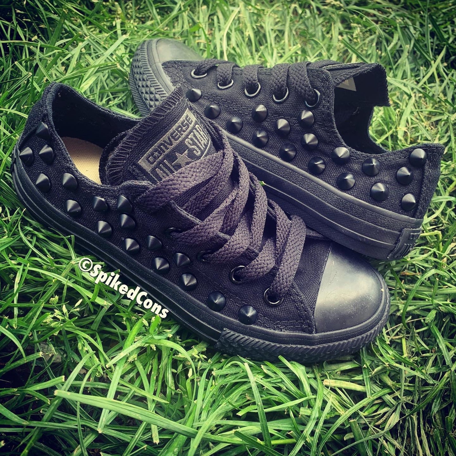 Custom Black Spiked Studded Chucks -adults & Big Kids - Etsy