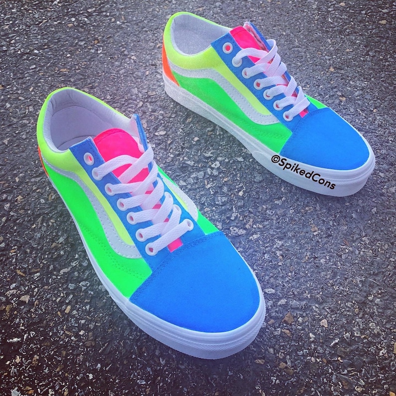 Custom Vans neon Lights big Kids/adults Men Women | Etsy