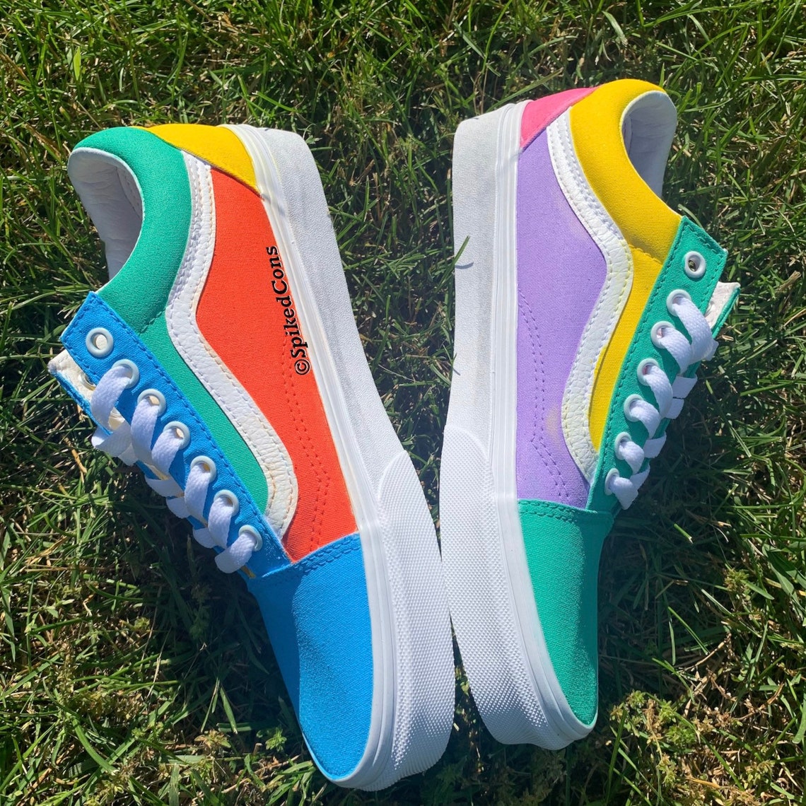 Custom Vans freestyle Color Block big Kids/adults - Etsy