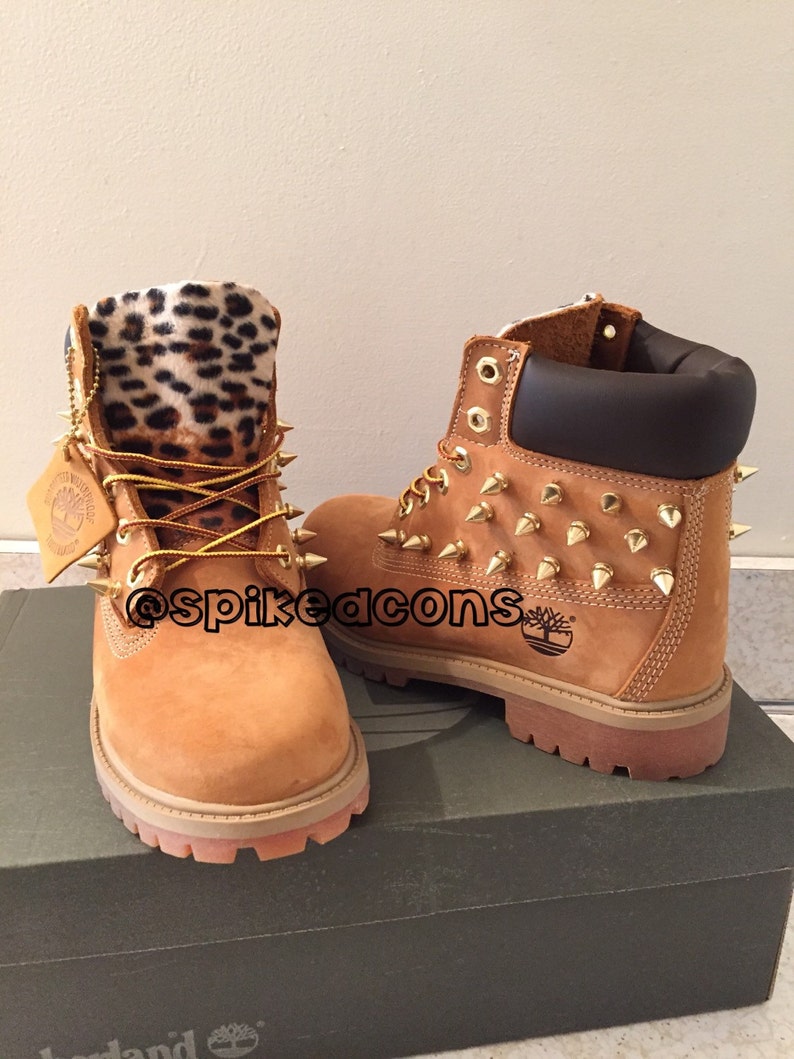 Custom Spiked Timberlands With Custom Tongue Design men & | Etsy
