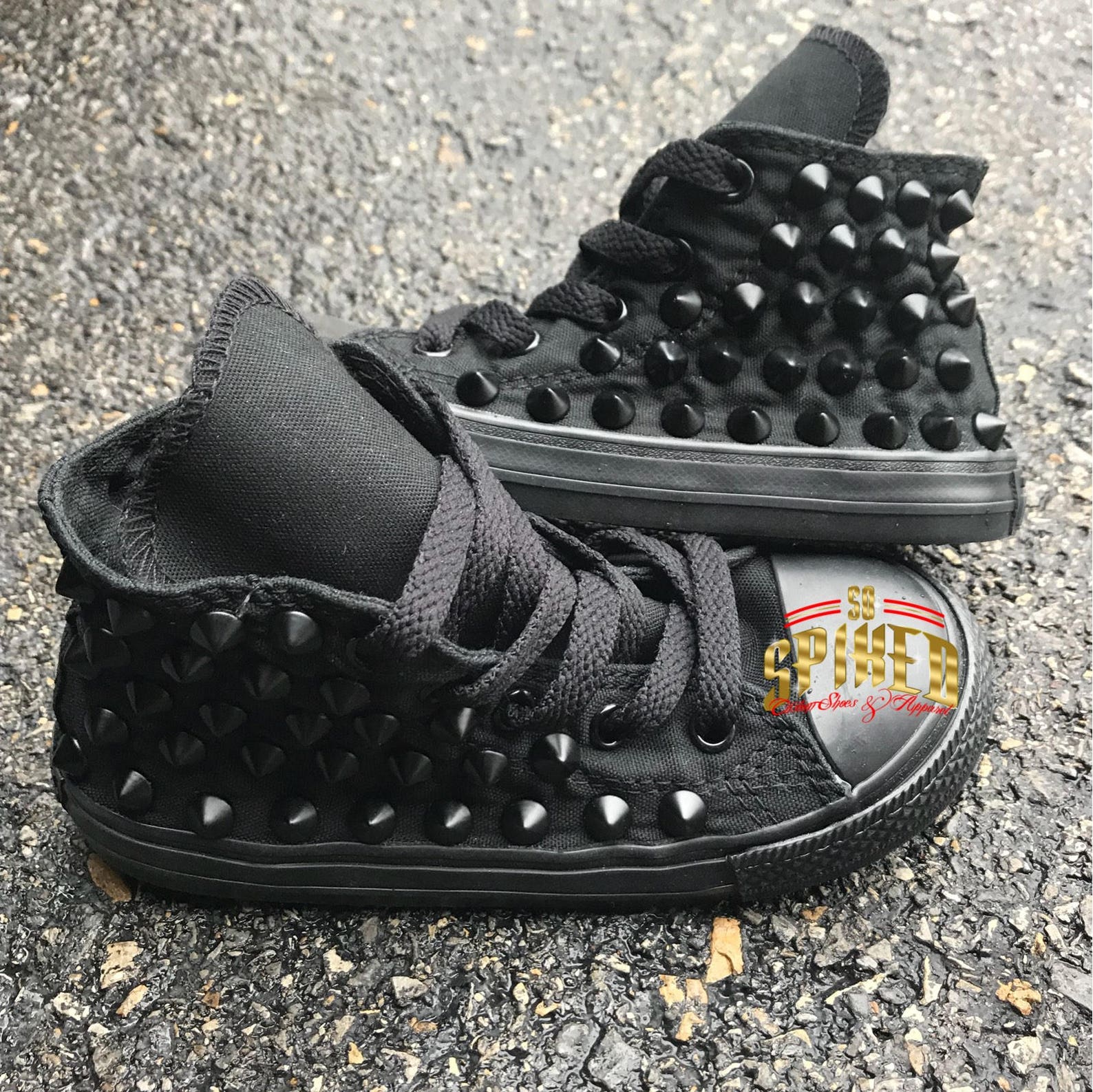 Custom Black Spiked Studded Chucks -adults & Big Kids - Etsy