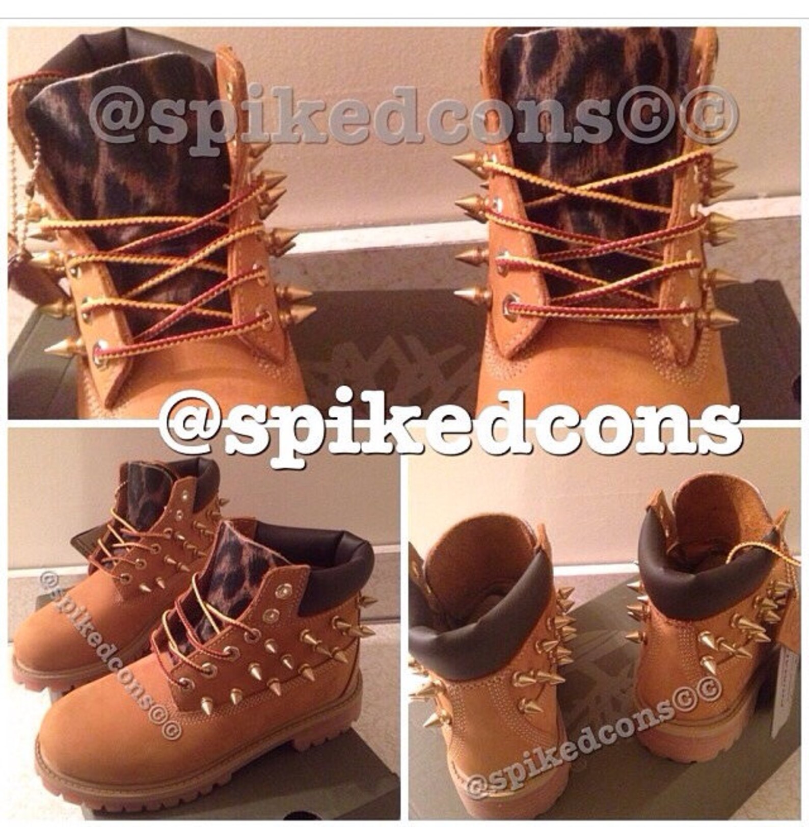 Spiked Timberlands Youth Sizes 12.5c to 3y Cheetah/leopard - Etsy