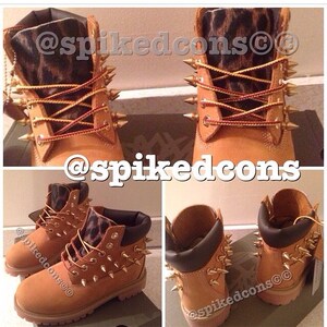 Spiked Timberlands Youth Sizes 12.5c to 3y Cheetah/leopard - Etsy
