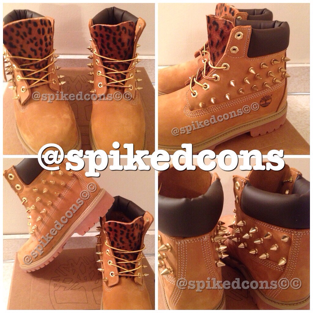 Youth/women Leopard Spiked or No Spikes Timberlands Sizes - Etsy