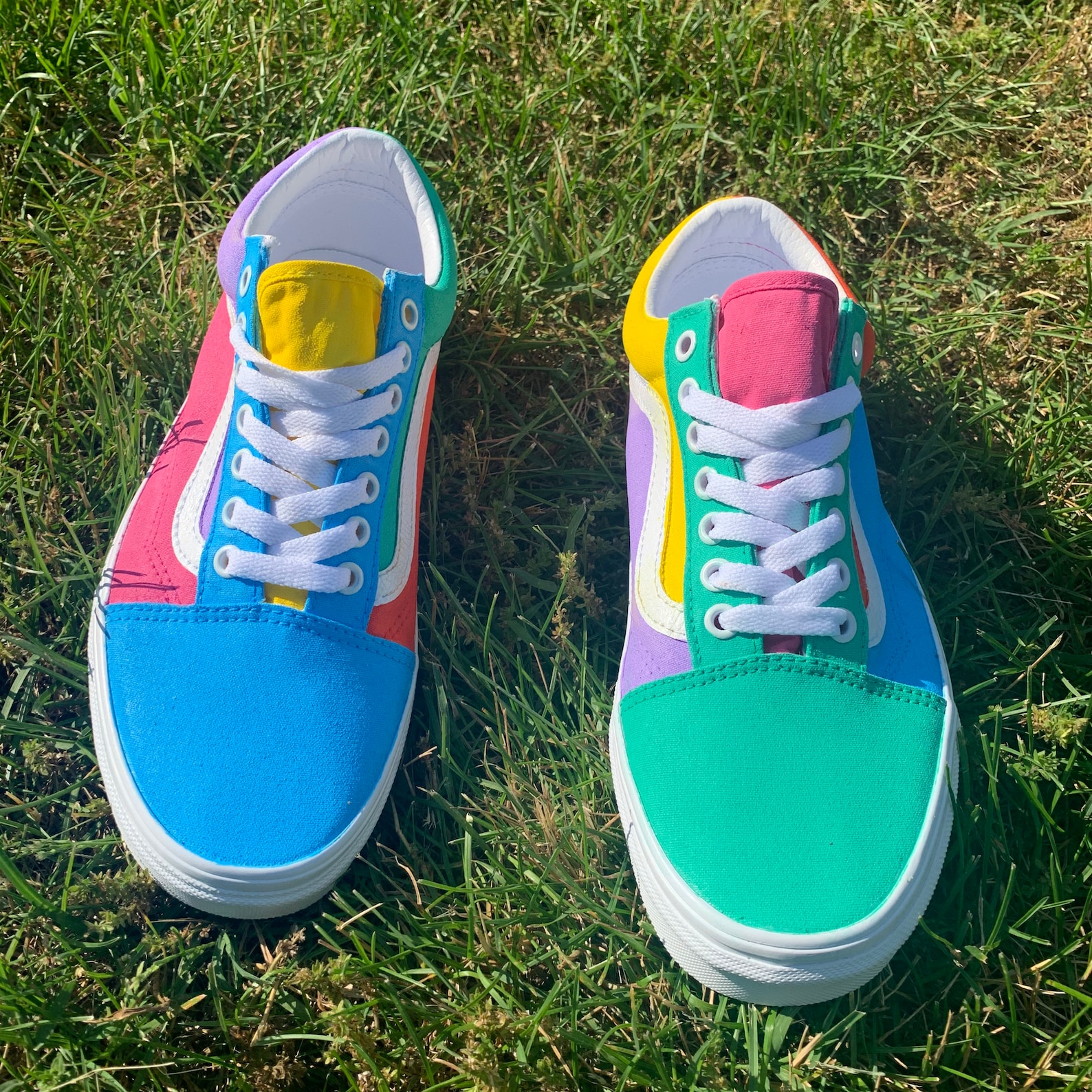 Custom Vans freestyle Color Block big Kids/adults - Etsy