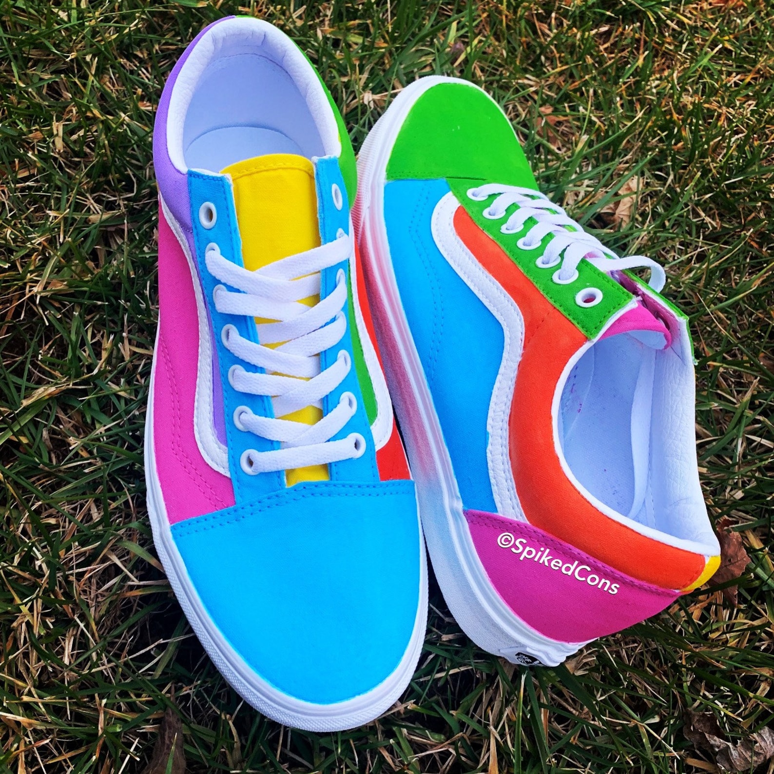 Custom Vans freestyle Color Block big Kids/adults - Etsy