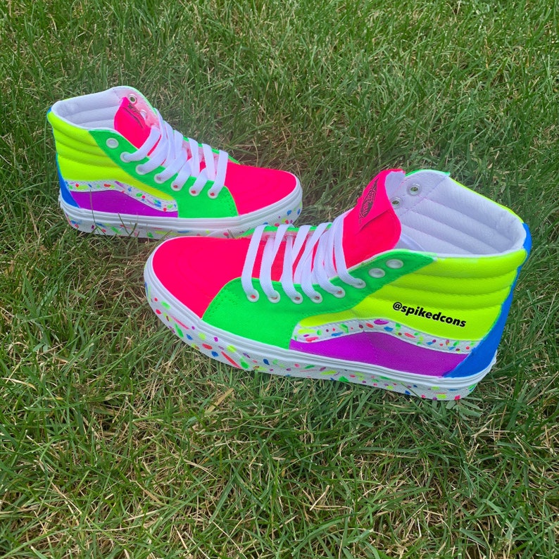 Custom Neon Sk8 Hi Vans With Splatter Kids/Adults Men | Etsy