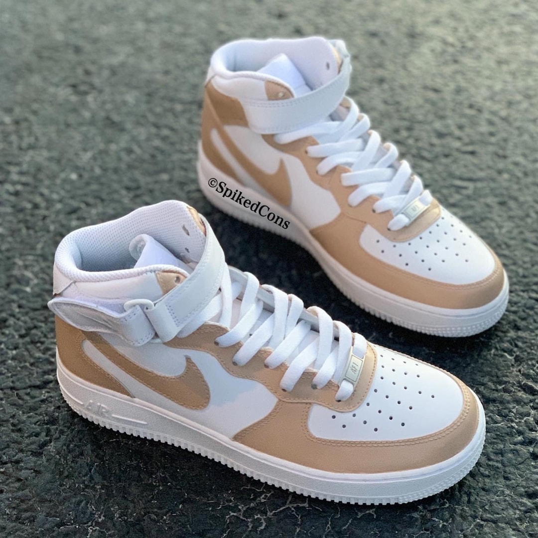 Custom Tan & White AF1 Sneakers - Etsy