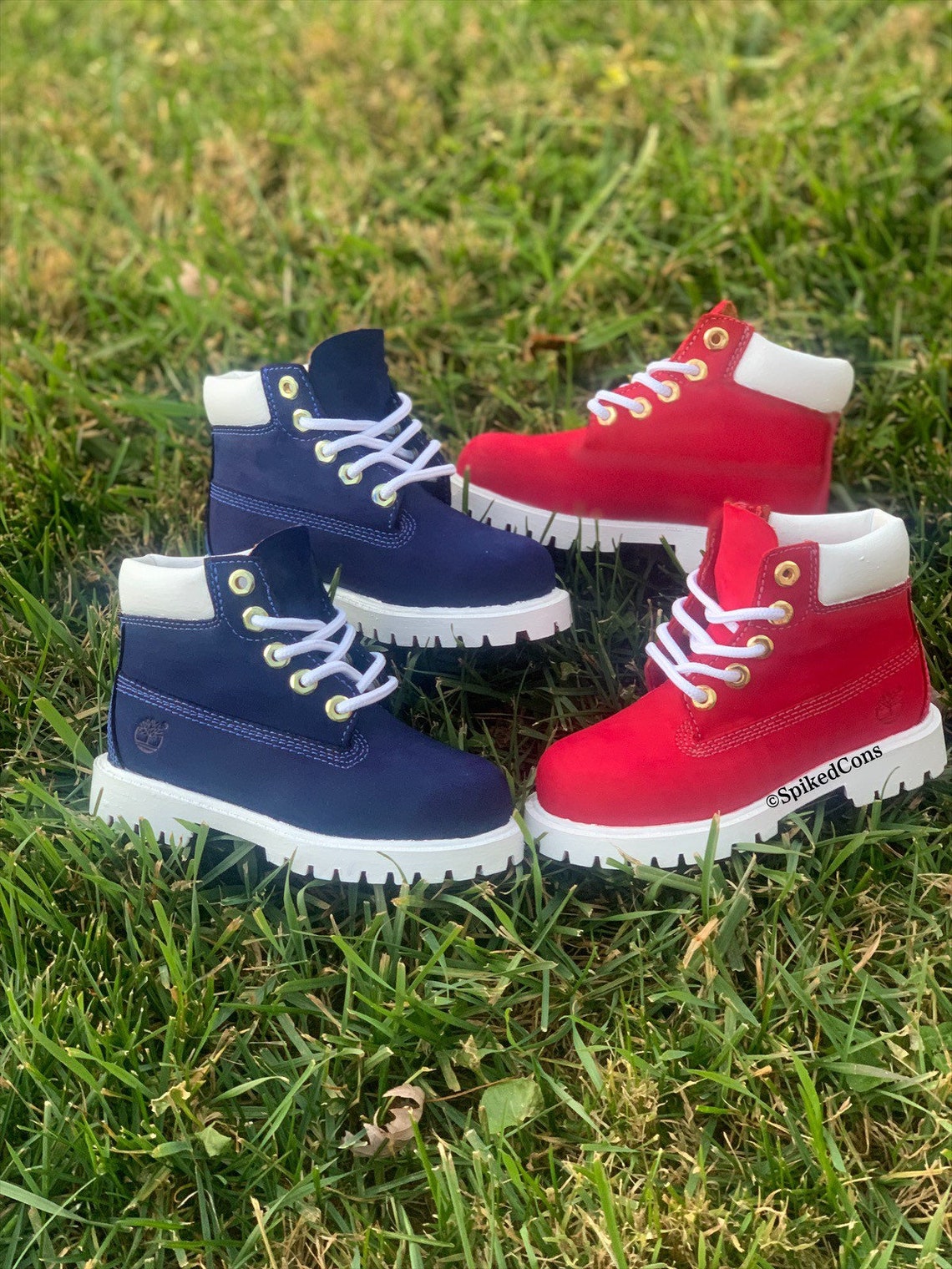 Custom Kids Red /white Timberlands - Etsy