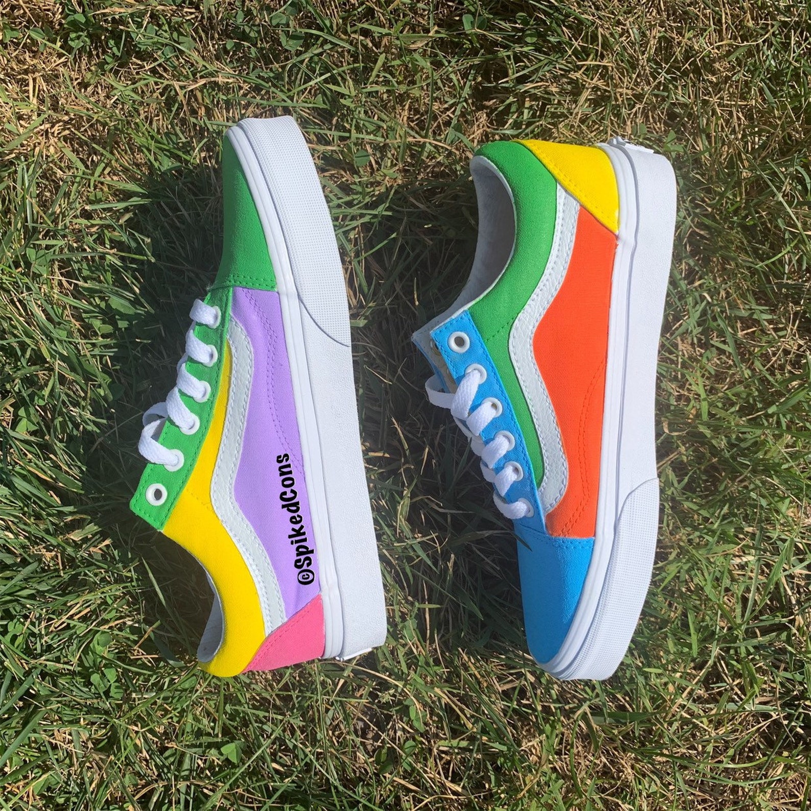 Custom Vans freestyle Color Block big Kids/adults - Etsy