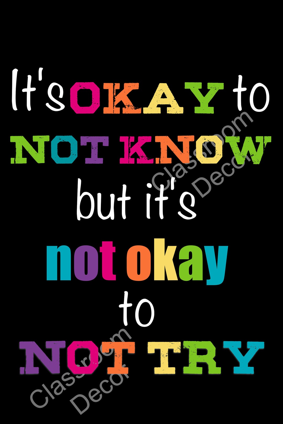 It's Okay to Not Know, but It's Not Okay to Not Try! Classroom Poster ...
