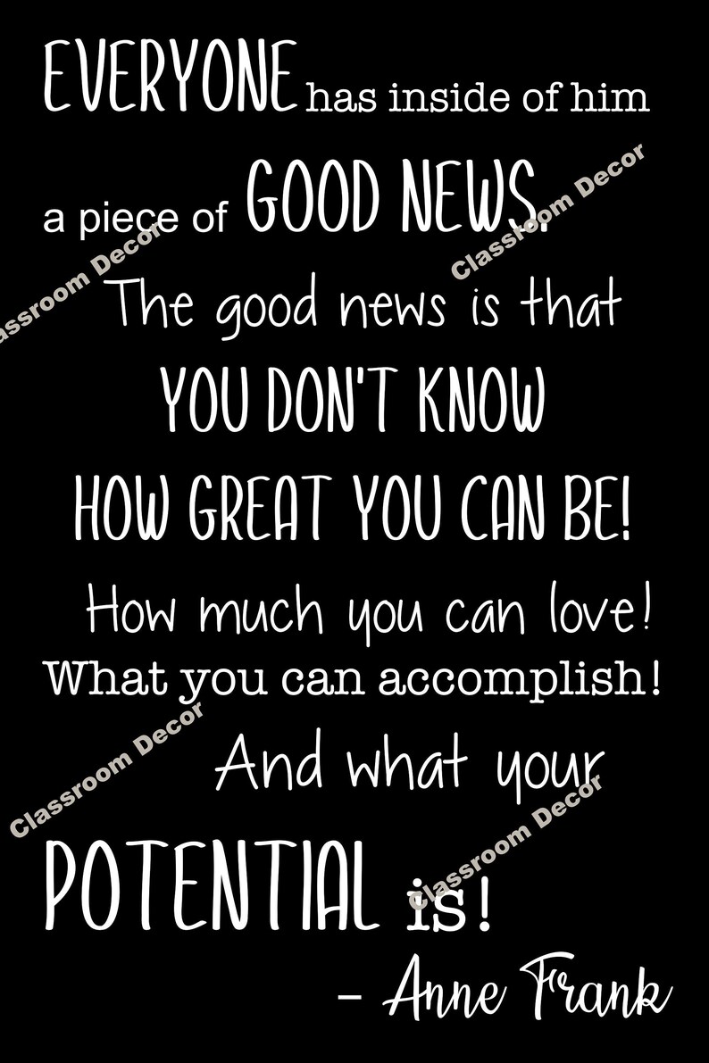 Anne Frank Classroom Poster 20x30 Digital Print Black and White Decor ...