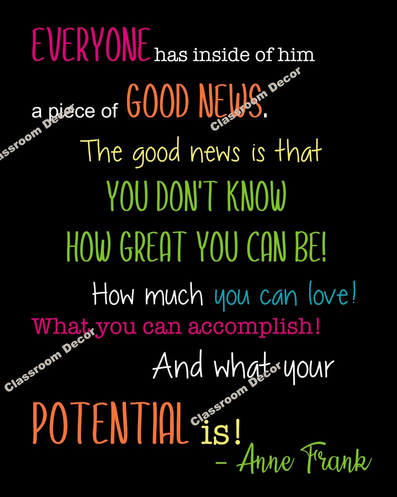 8x10 Format Anne Frank Digital Download Classroom Poster Inspirational ...