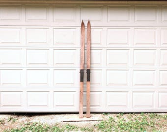 Antique Wooden Strand Skis Vintage Rustic Wood Cross Country Downhill ...