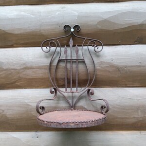 Vintage Rustic Metal Shelf Old Weathered Welded Iron Flower Plant Pot ...