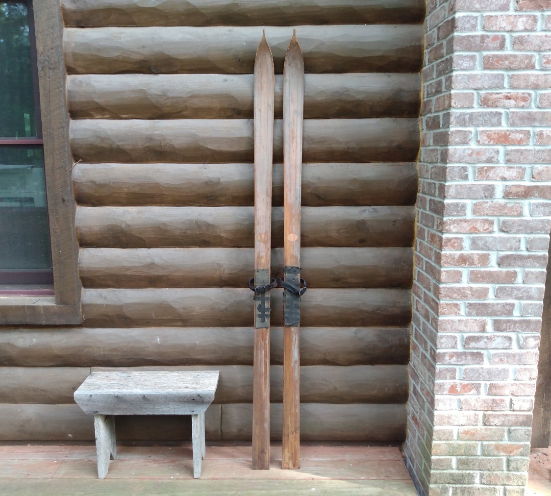 Antique Wooden Cross Country Skis Vintage Old Rustic Wood Touring ...