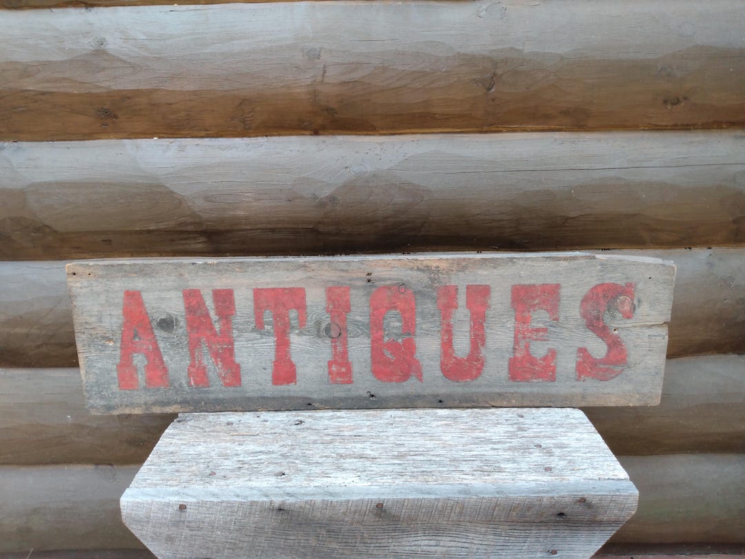 Vintage Antiques Rustic Painted Wood Sign Primitive Old Barn Board ...