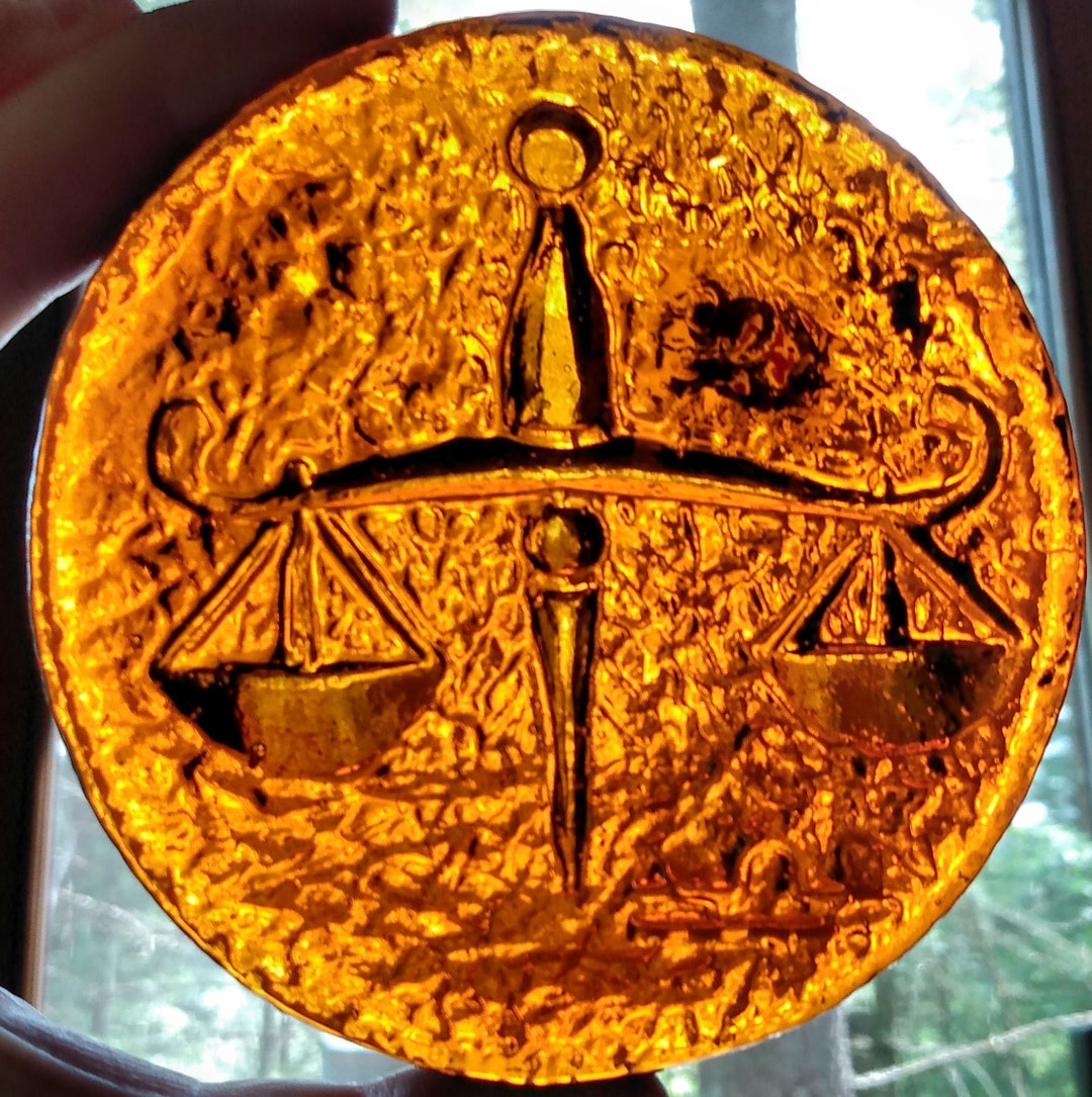 Vintage Blenko Orange Glass Libra Balance Scales Paperweight Mid ...