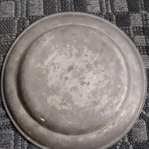 Antique 9 Inch Pewter Inscribed Bread or Dinner Plate Old European ...